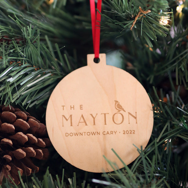 wooden ornament custom branded Smiling Tree Gifts USA