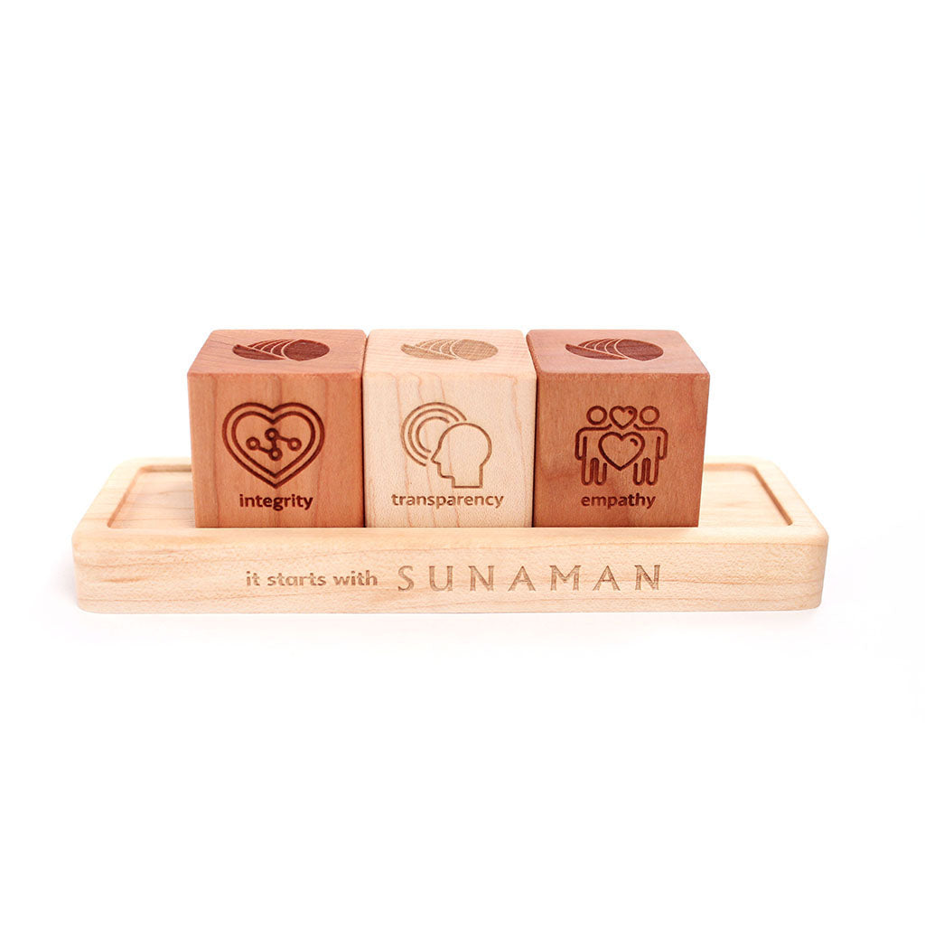 Core Values Display Wooden Blocks with Tray Desktop Gift Set USA Made ...